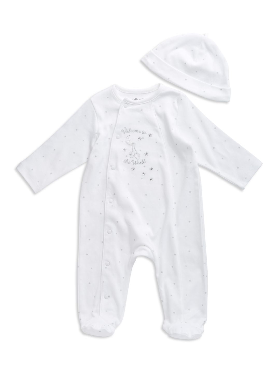 Little Me Welcome World Footie Sleeper-3M/White - Walmart.com
