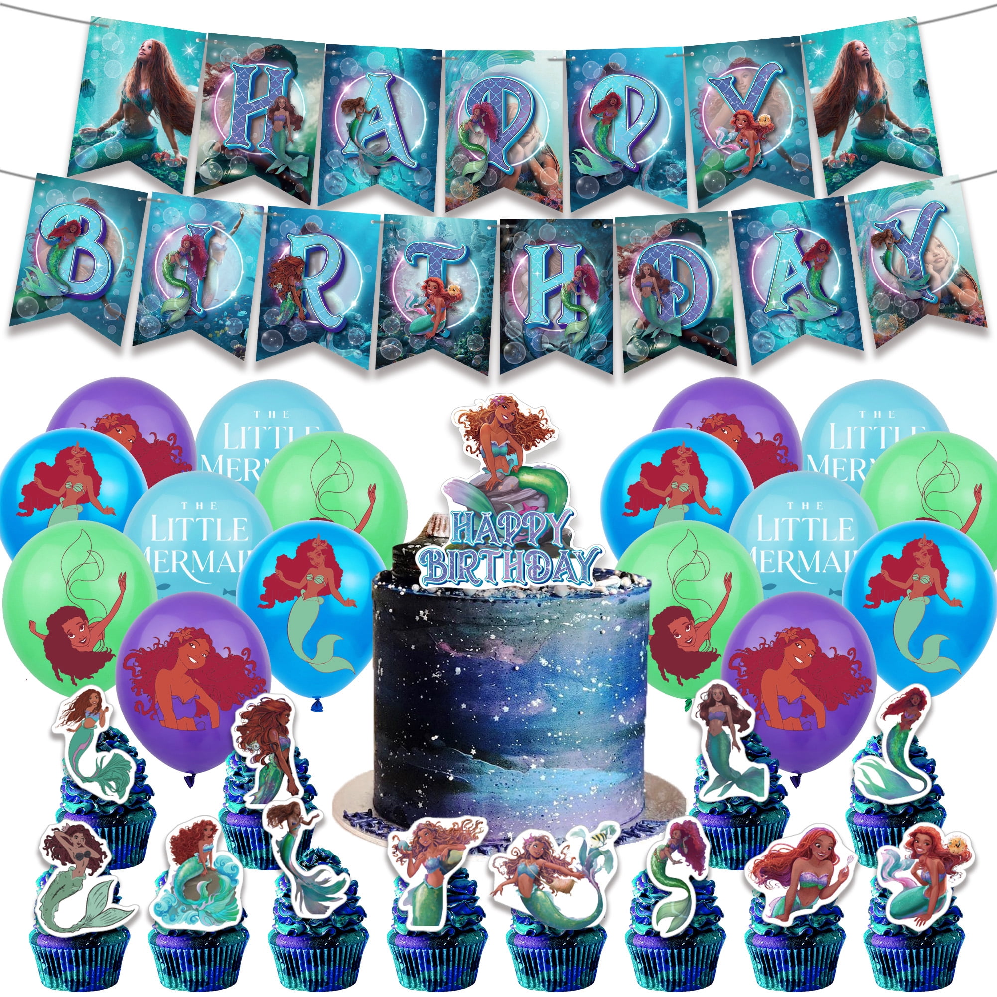 Little Mermaid Birthday Supplies Multicolor Mermaid Party Decorations,