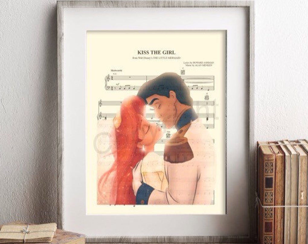 Little Mermaid Ariel And Eric Married Sheet Music Art Print ,Decor For ...