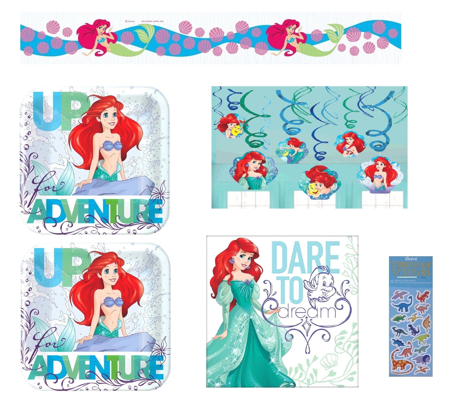 Little Mermaid Ariel Birthday Party Supplies Bundle includes 16 Dessert ...