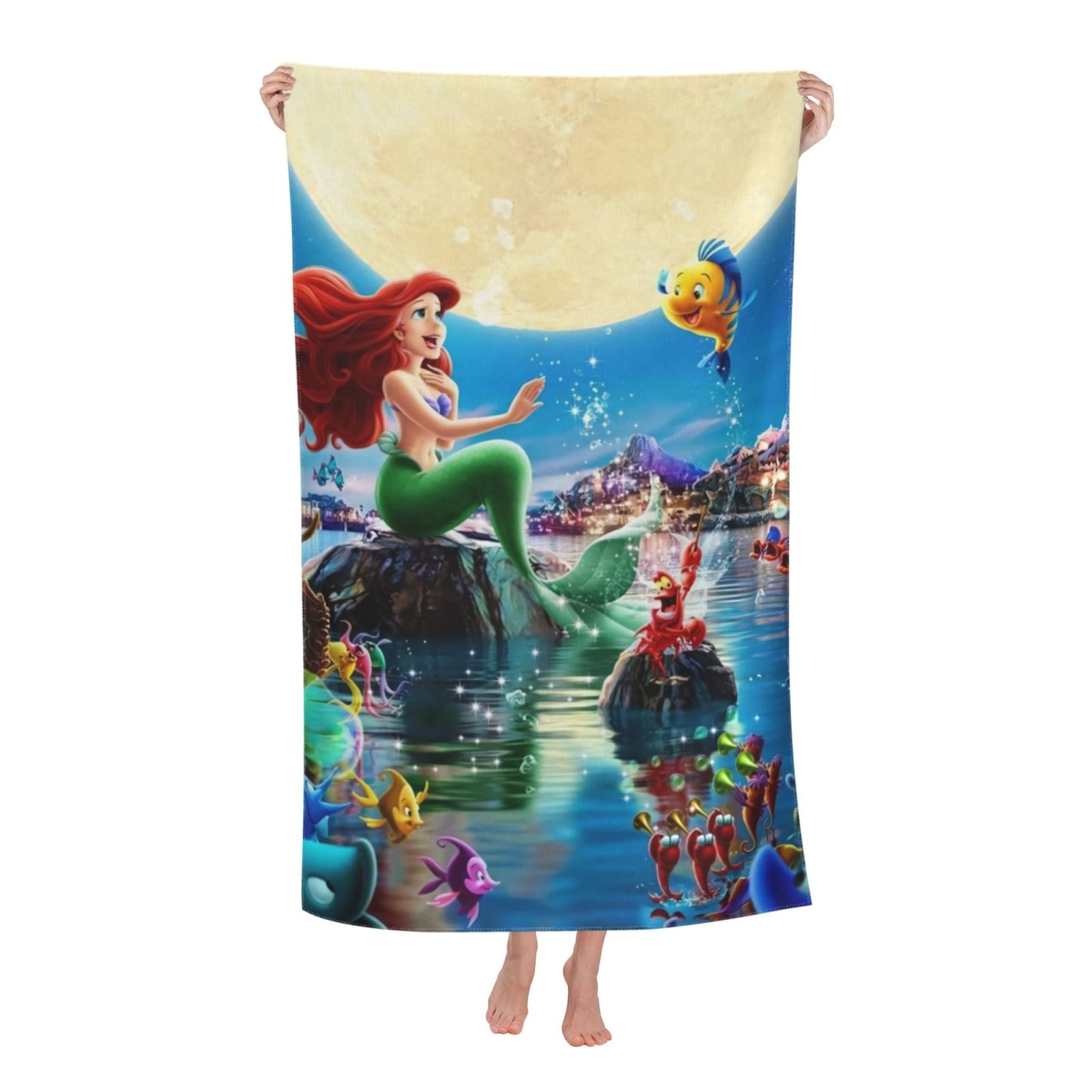 Little Mermaid Ariel Flounder Logo Bath Towels for Kids and Adults,Soft ...