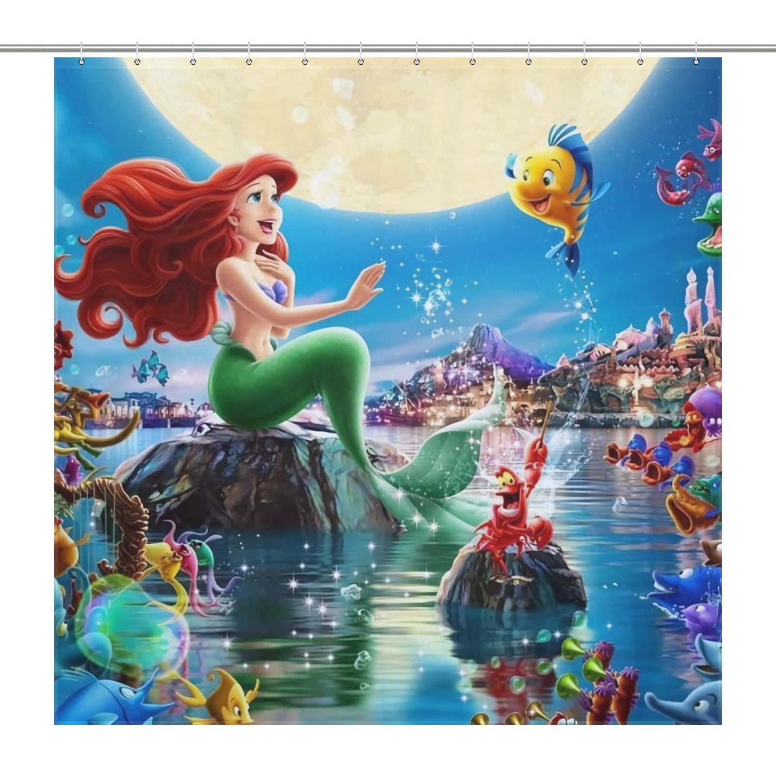 Little Mermaid Ariel Flounder Logo Shower Curtain,Shower Curtain Liner ...