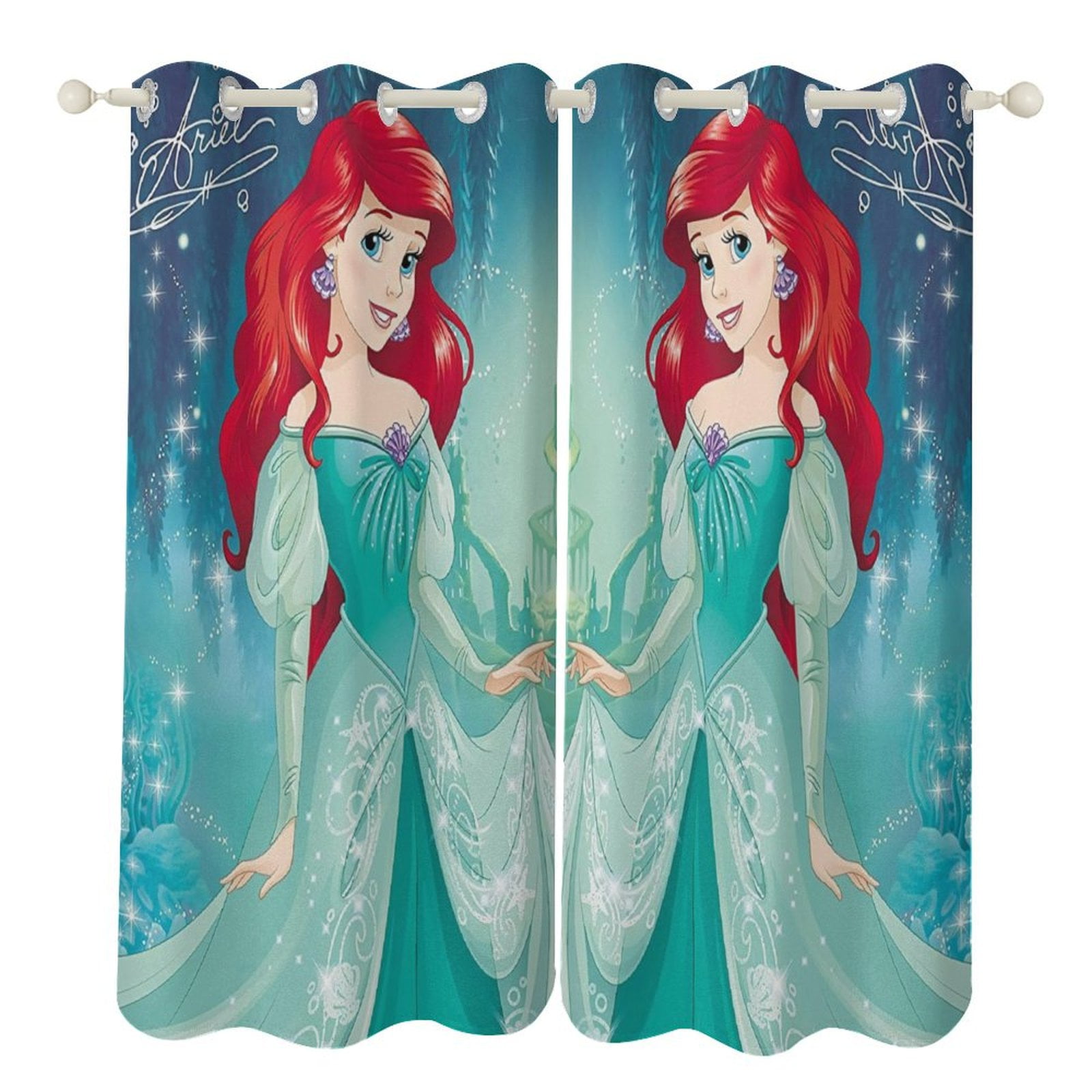Little Mermaid Ariel Kids Curtains 52 X 72 Inch,Cartoon Blackout ...