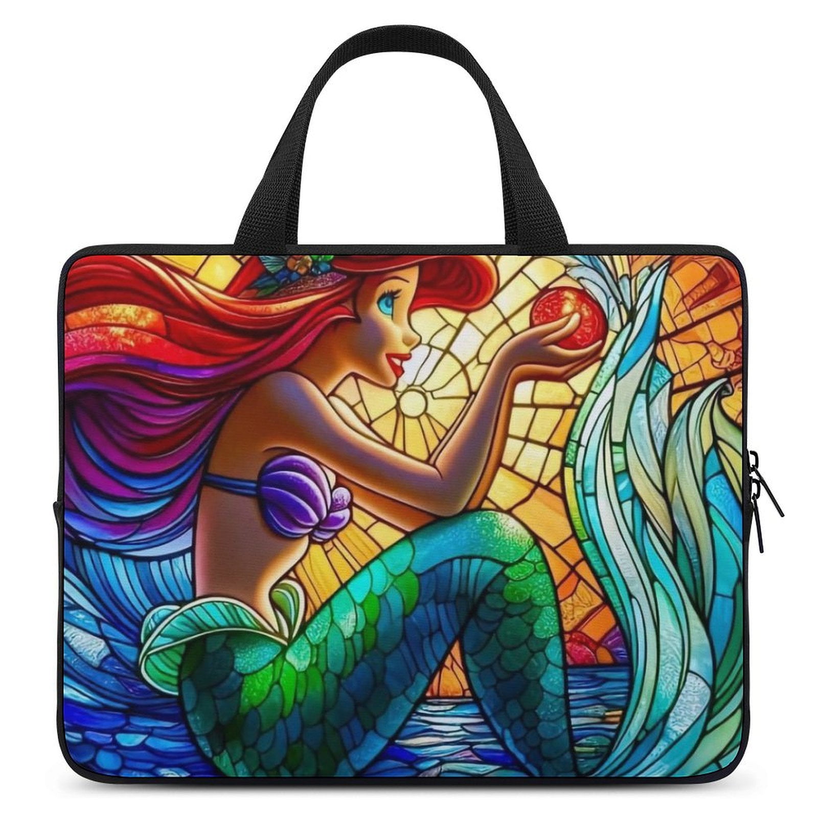 Little Mermaid Ariel Stained Glass Lotus Graphic Laptop Bag,Laptop Tote ...