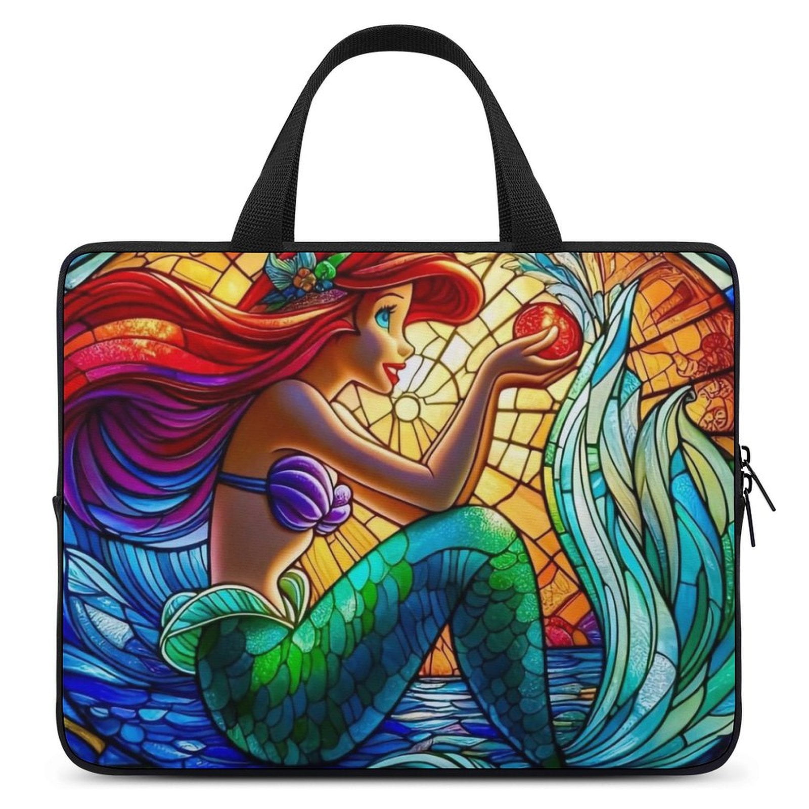Little Mermaid Ariel Stained Glass Lotus Graphic Laptop Bag,Laptop Tote ...