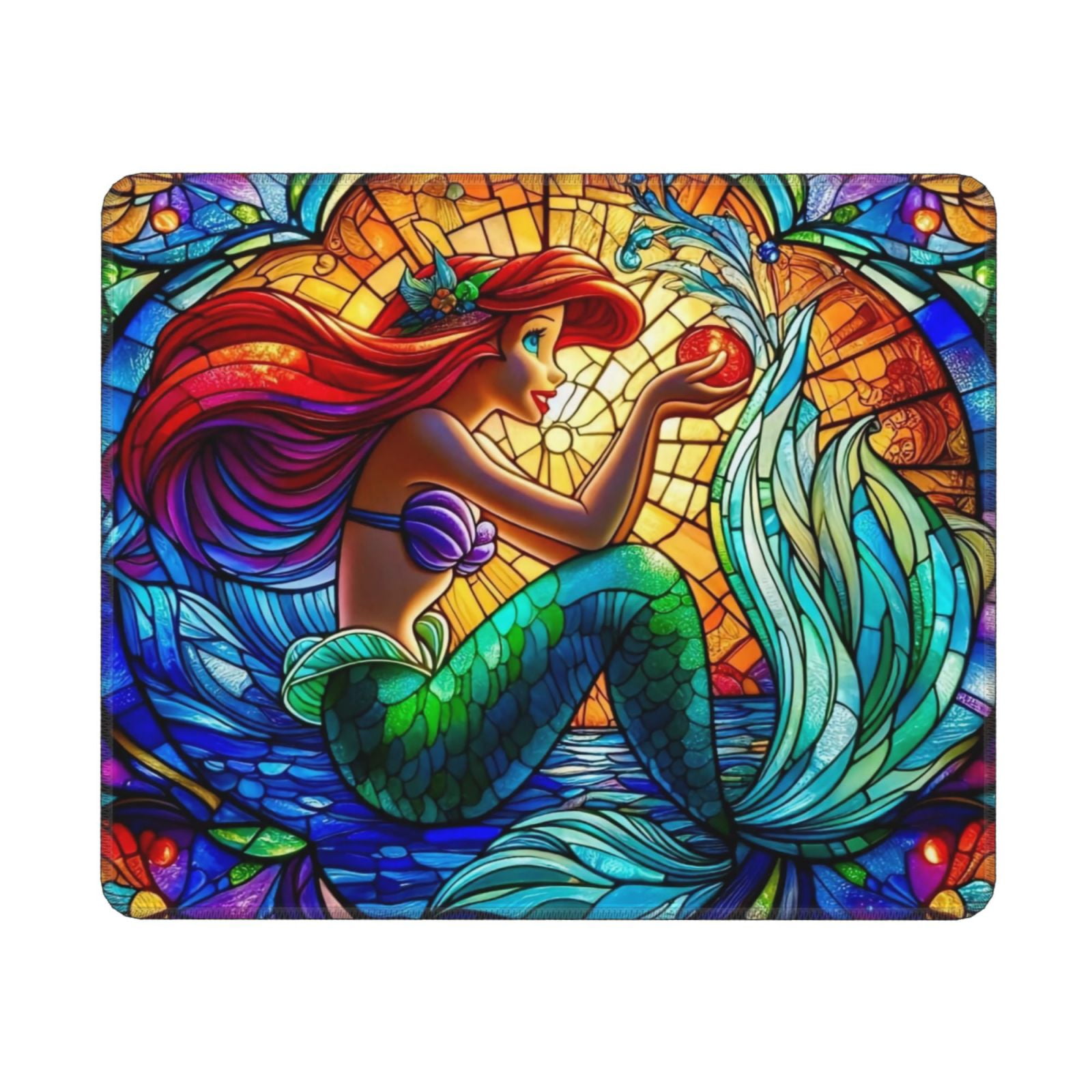 Little Mermaid Ariel Stained Glass Lotus Graphic Mouse Pad,Office ...