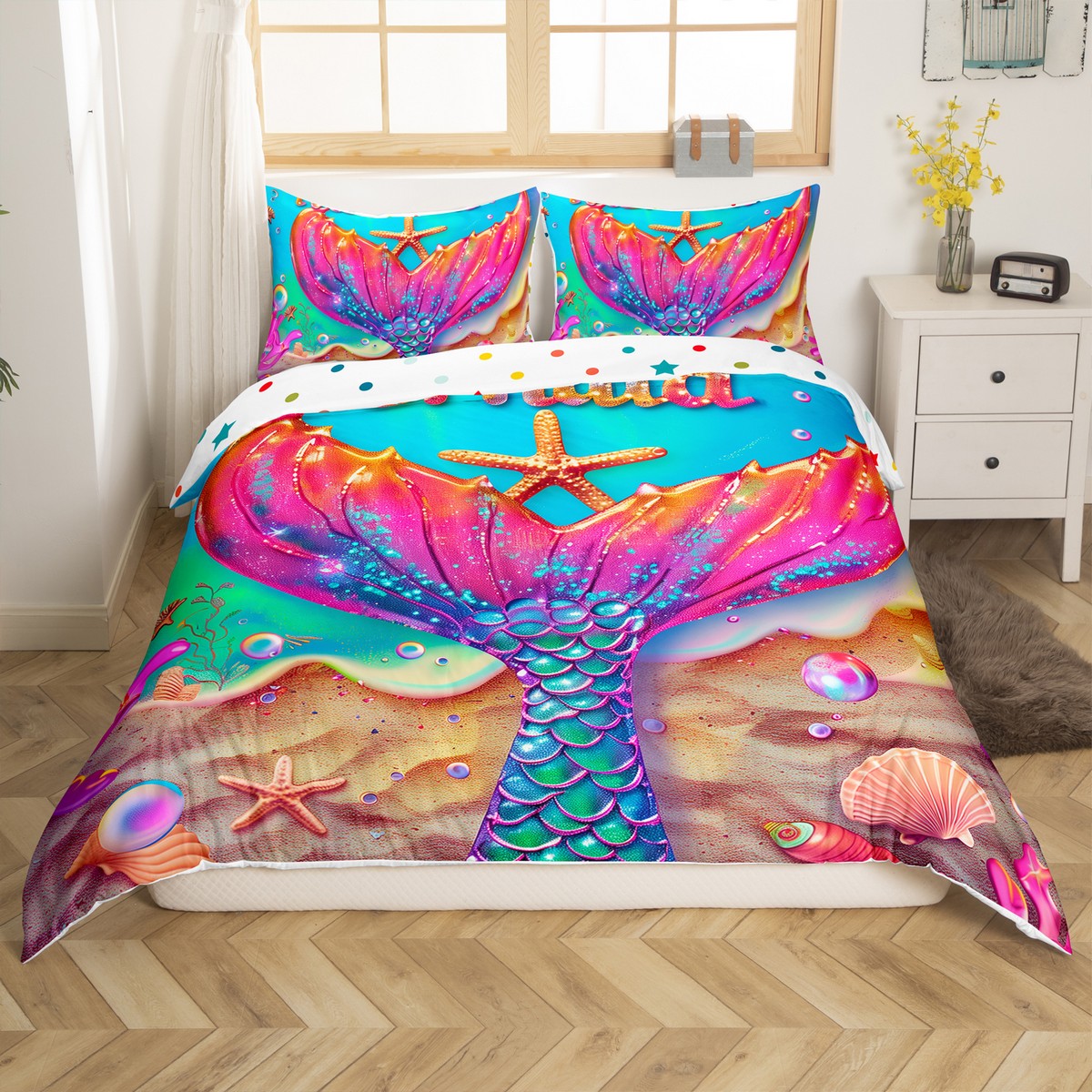 Mermaid Duvet Cover Set Pastel Mermaid Tail King Bedding Set,Ocean ...