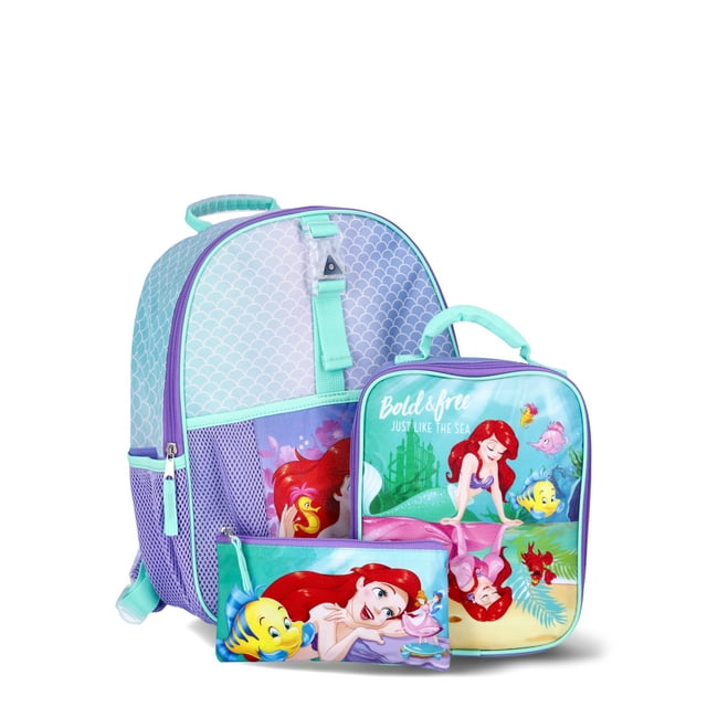 Little Mermaid Girls 14" Preschool Light Up Backpack 4-Piece Set, Multi ...