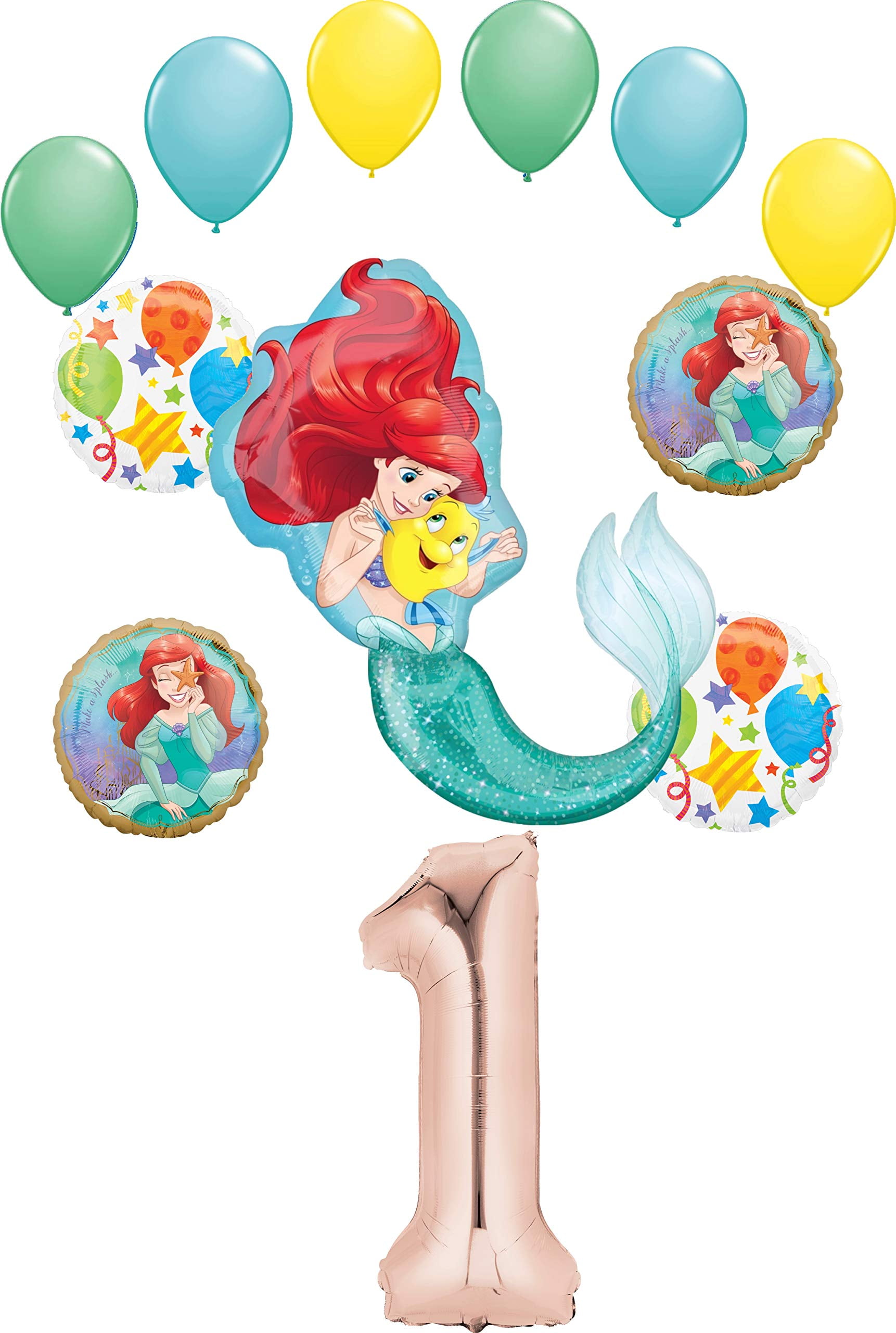 Little Mermaid Party Supplies Princess Ariel 1st Birthday Balloon ...