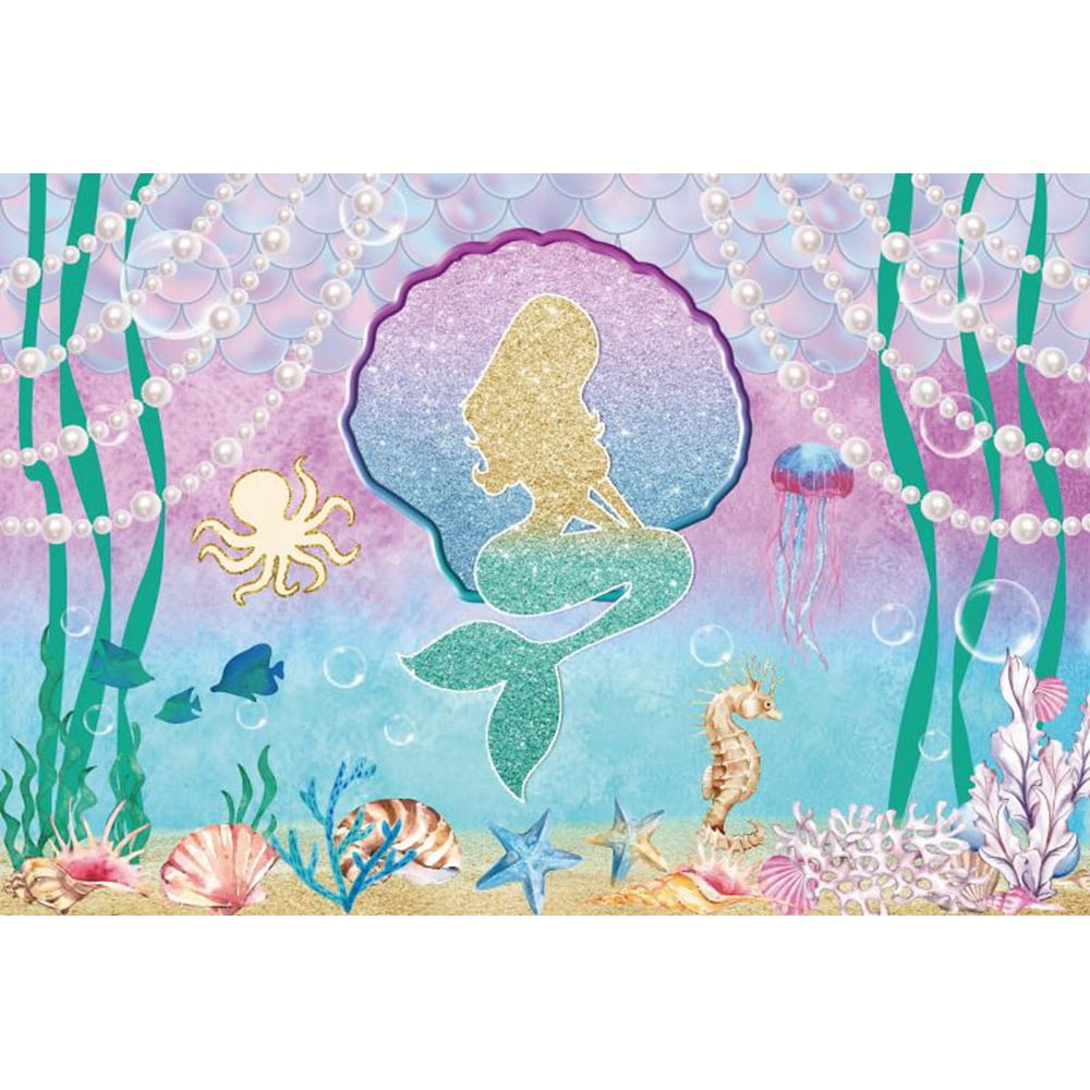 Little Mermaid Photography Backdrop Under The Sea Scale Shell Girls ...