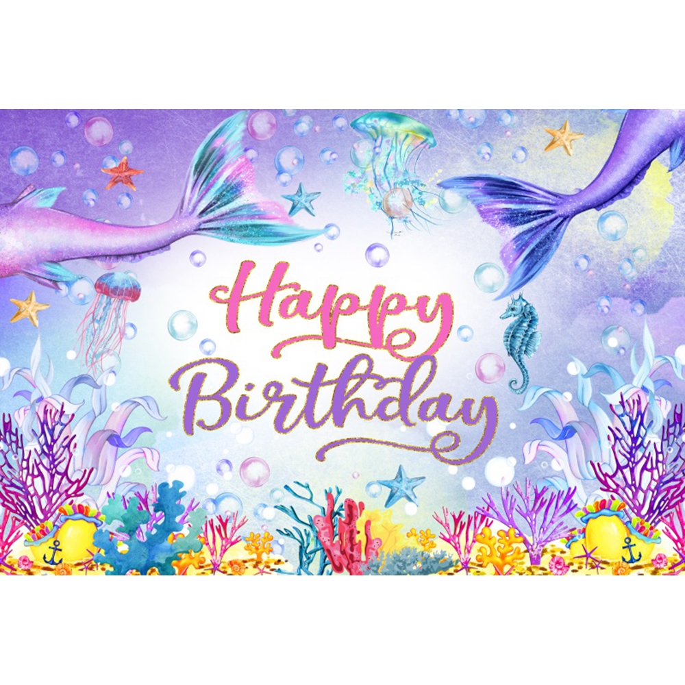 Little Mermaid Photography Backdrop Under The Sea Scale Shell Girls ...