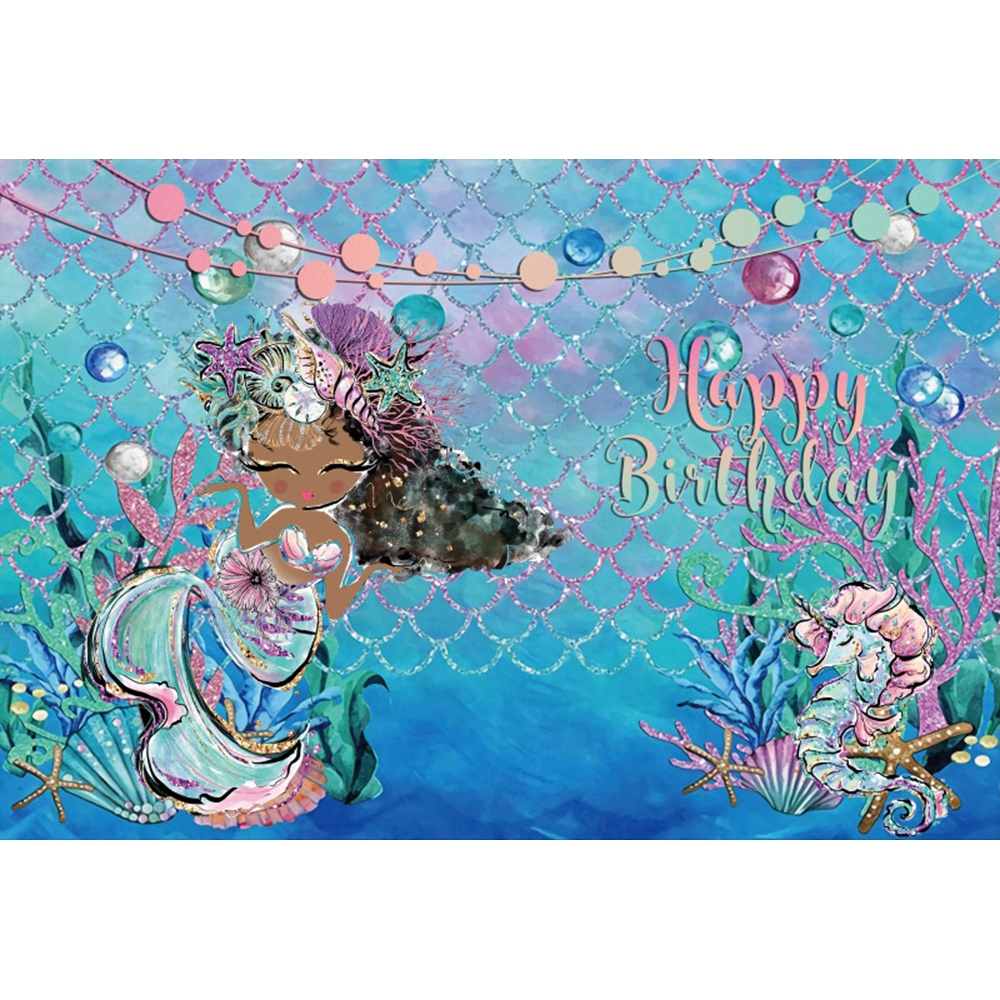 Little Mermaid Photography Backdrop Under The Sea Scale Shell Girls ...