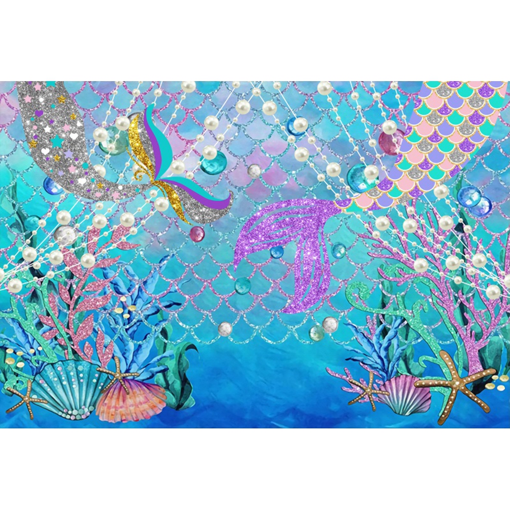 Little Mermaid Photography Backdrop Under The Sea Scale Shell Girls ...