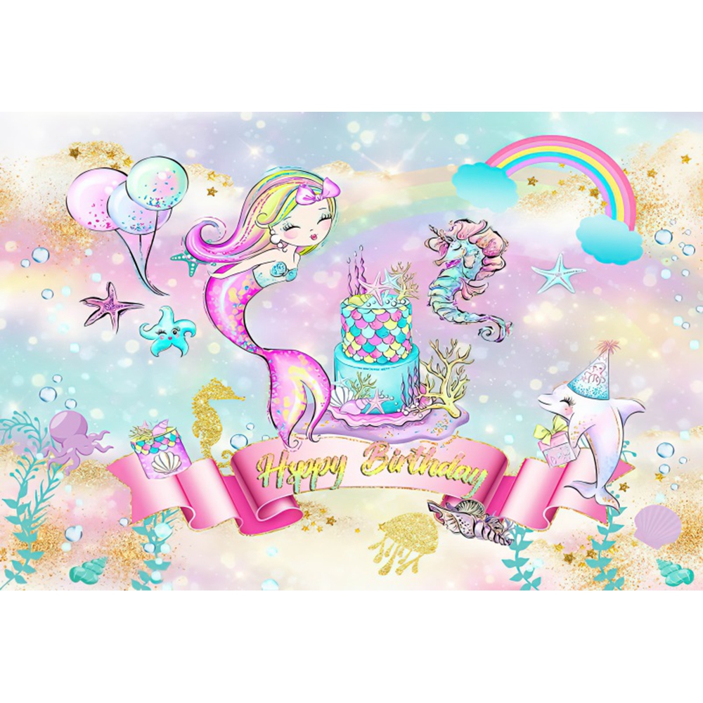 Little Mermaid Photography Backdrop Under The Sea Scale Shell Girls ...