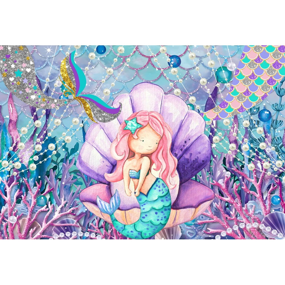 Little Mermaid Photography Backdrop Under The Sea Scale Shell Girls ...