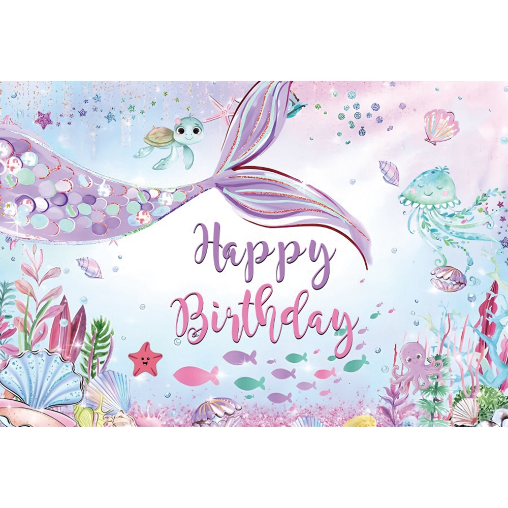 Little Mermaid Photography Backdrop Under The Sea Scale Shell Girls ...