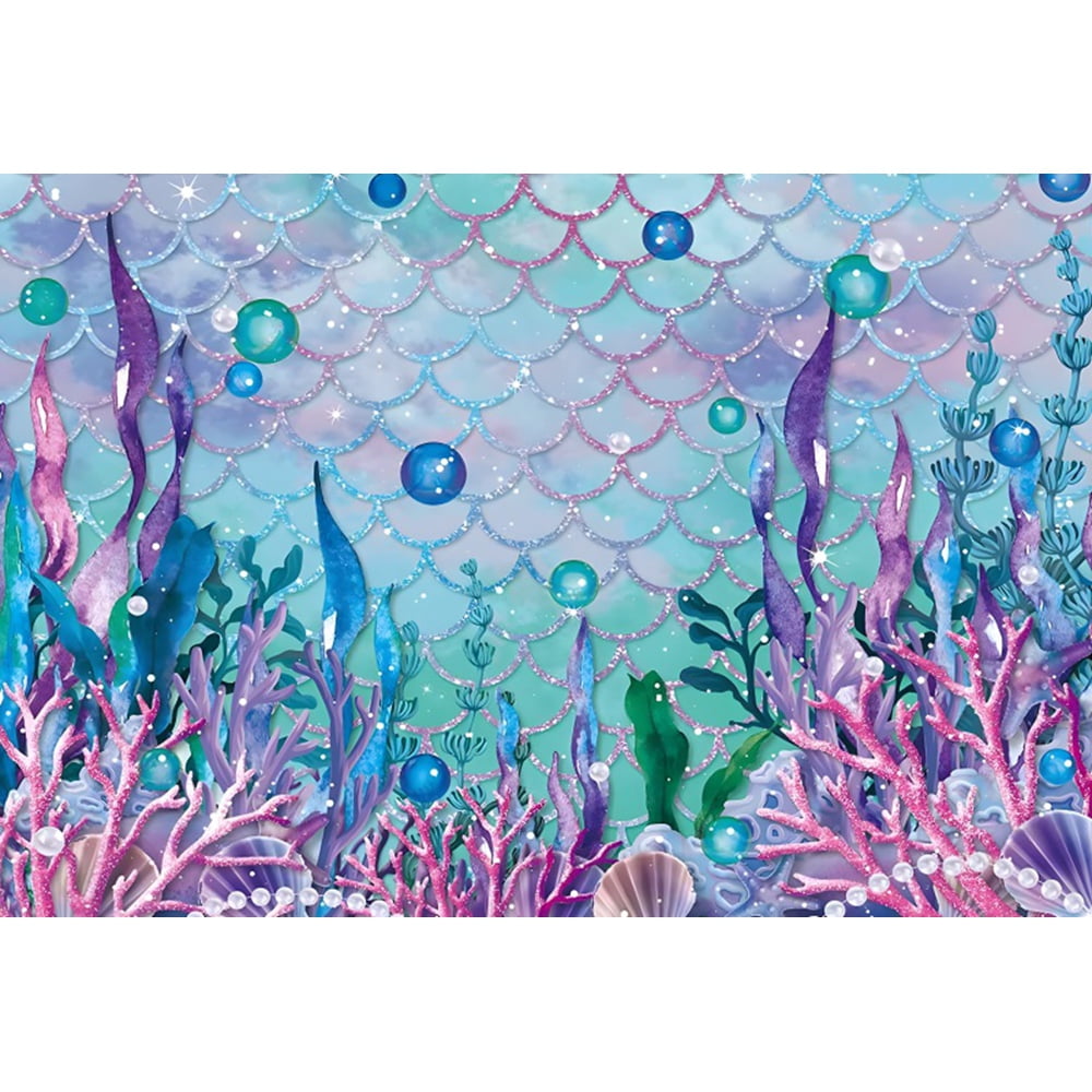 Little Mermaid Photography Backdrop Under The Sea Scale Shell Girls ...