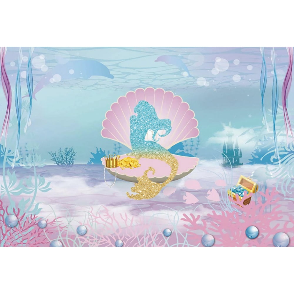 Little Mermaid Photography Backdrop Under The Sea Scale Shell Girls ...