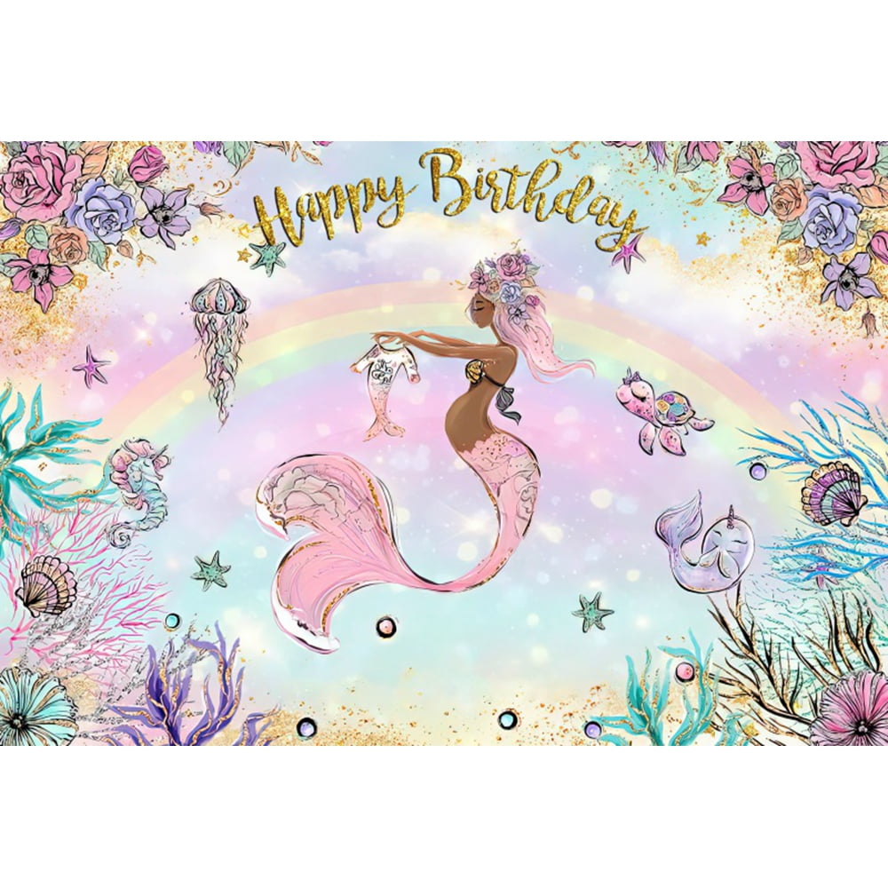 Little Mermaid Photography Backdrop Under The Sea Scale Shell Girls ...