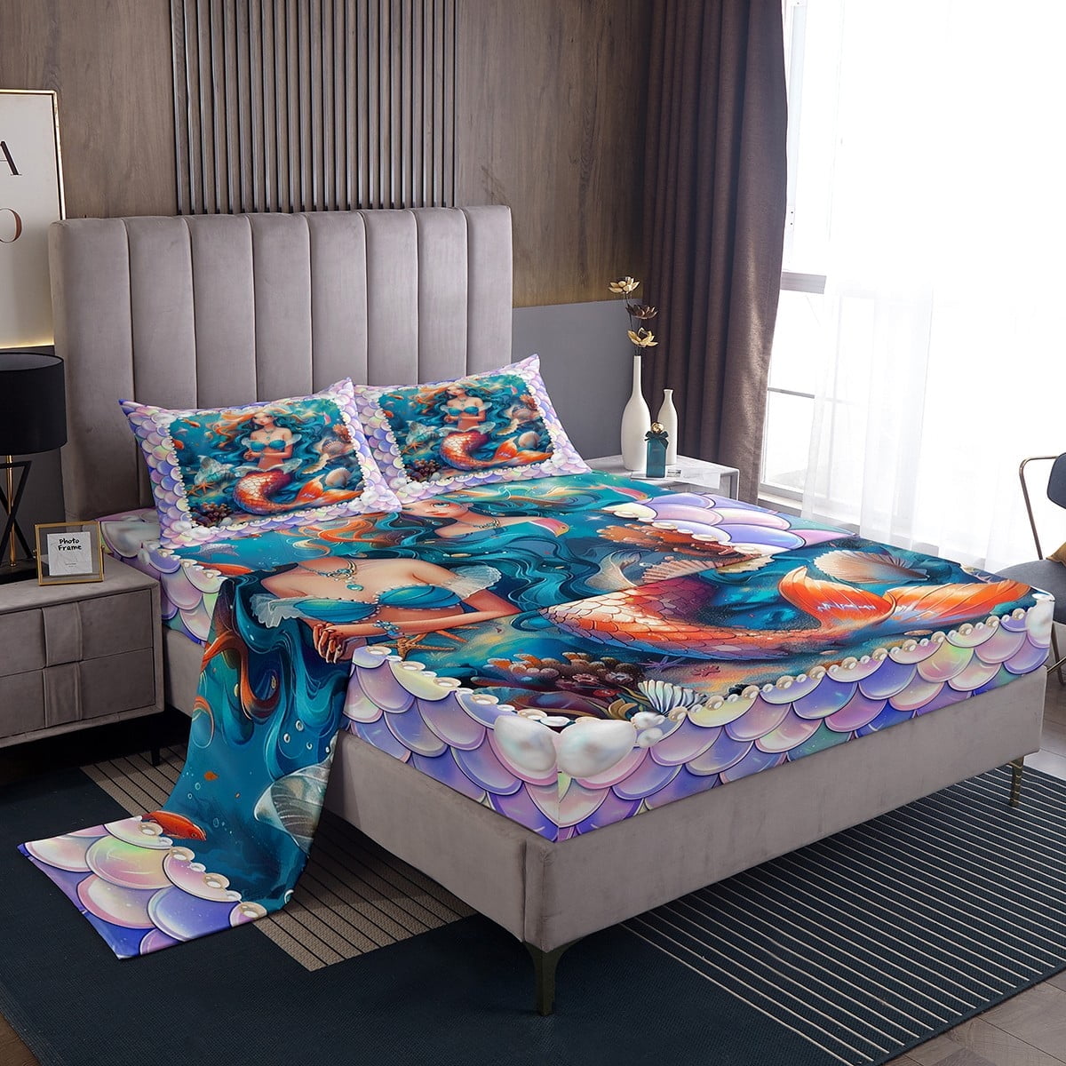 Mermaid Sheet Set Twin,Mermaid Bed Sheets Set Sparkle Rainbow Scales ...