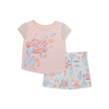 Disney Princess Girls Short Sleeve Top & Shorts Pajamas, 2-Piece Set ...
