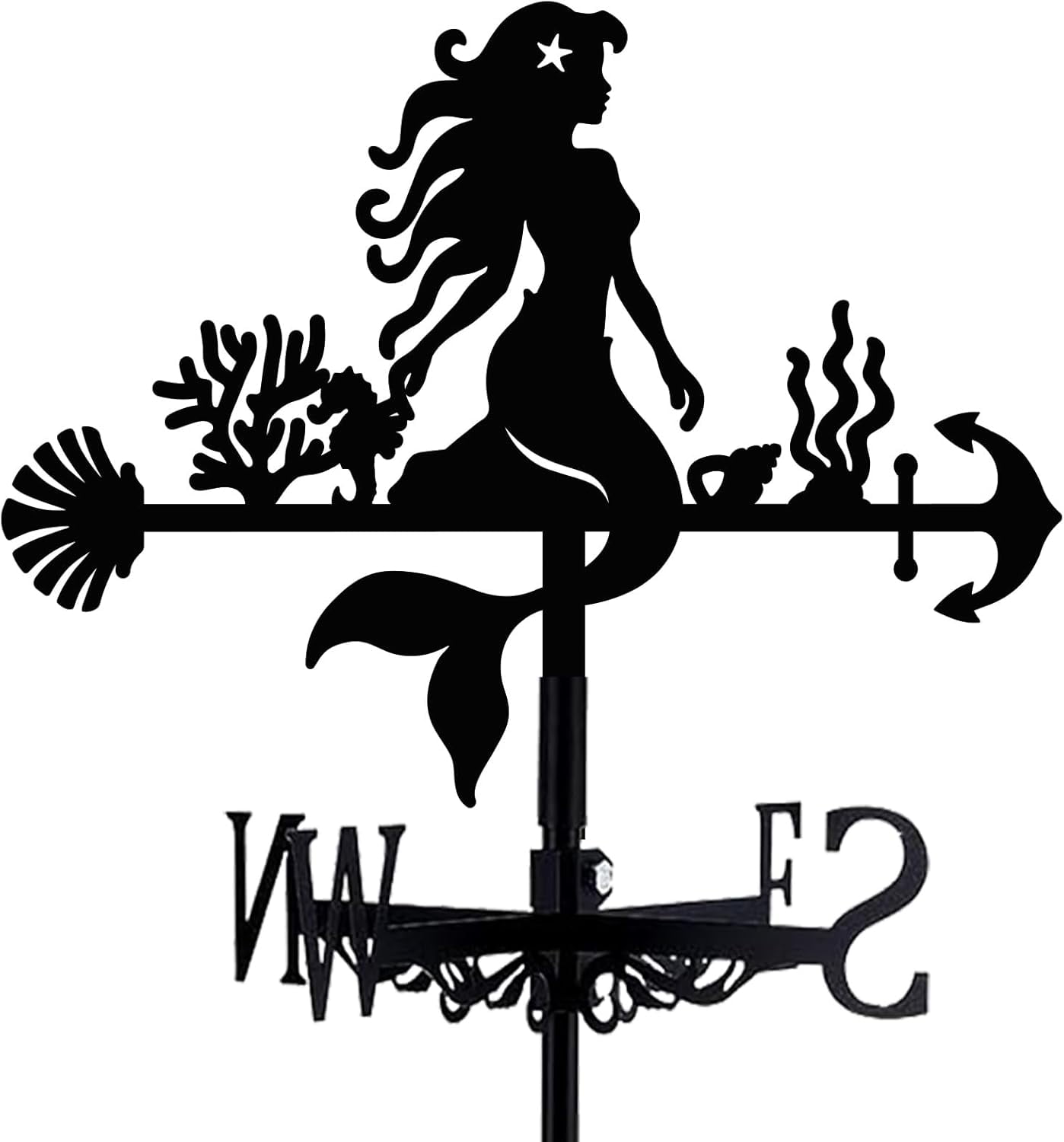 Little Mermaid Weathervane Coral Shells Metal Wind Vane Arrow ...