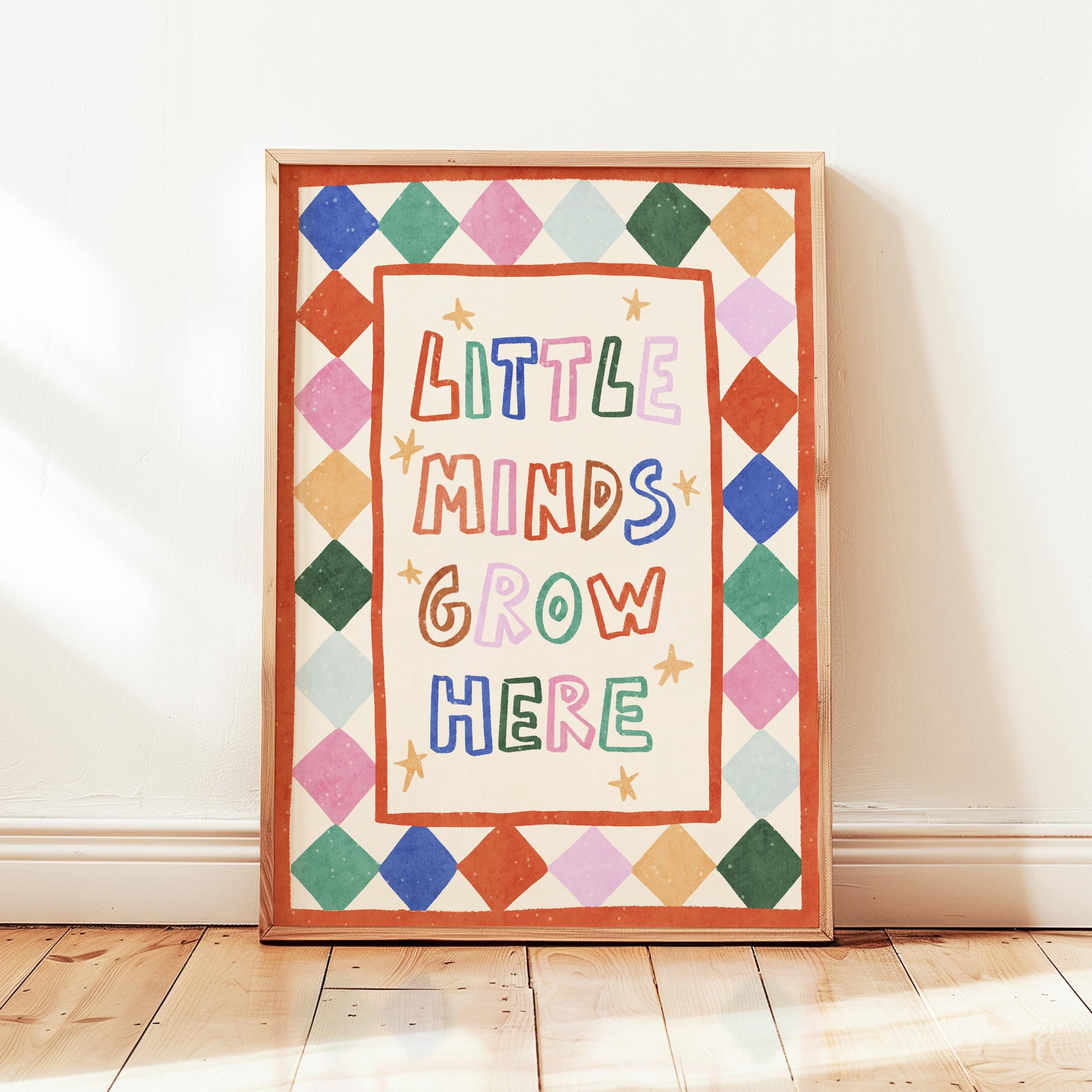 Little Minds Print Colorful Stars Kids Playroom Poster Wall Decor ...