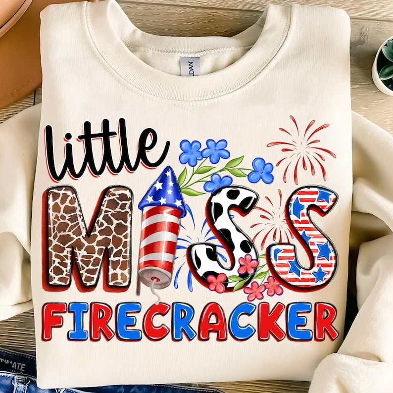 Little Miss Firecracker Sweatshirt – Cute 4th of July Toddler Girl ...