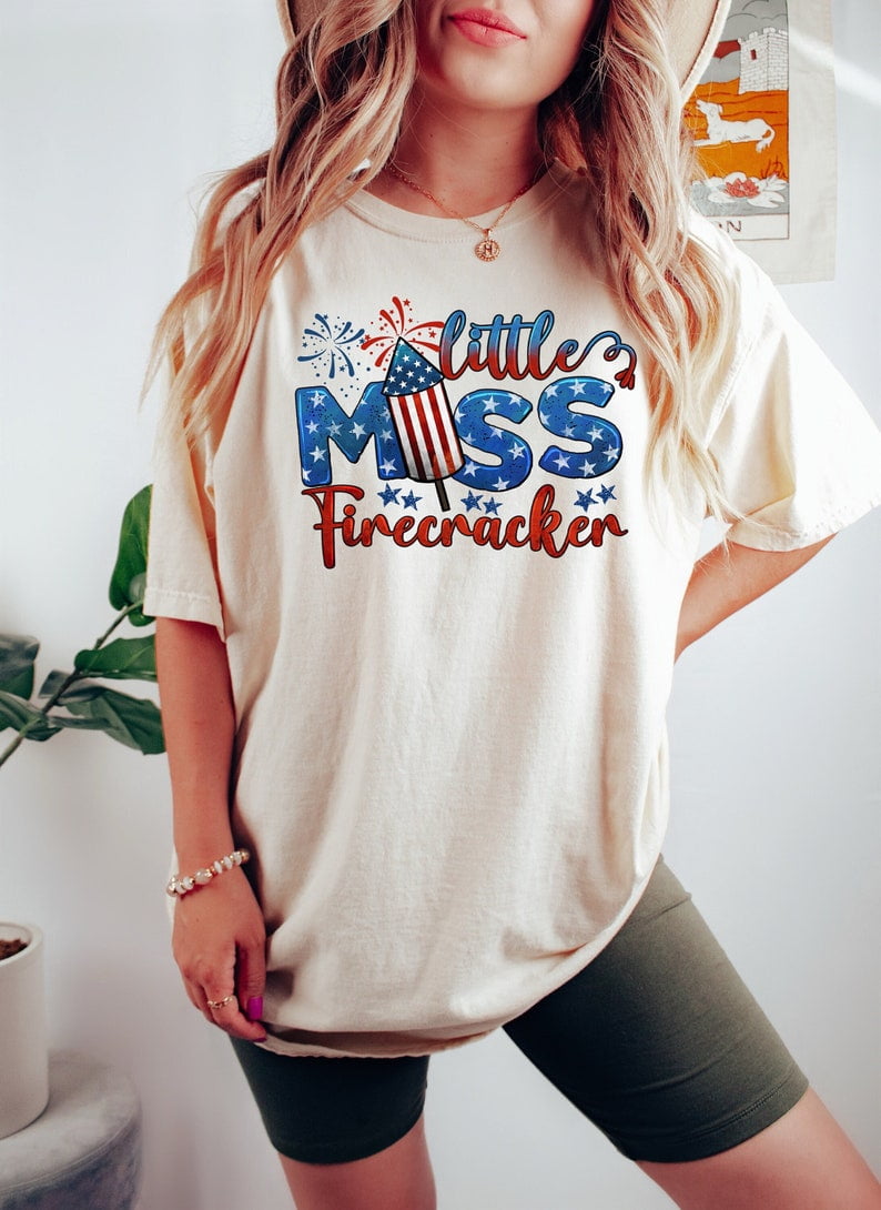 Little Miss Firecracker T-Shirt, 4th of July Shirt, Patriotic Shirt ...
