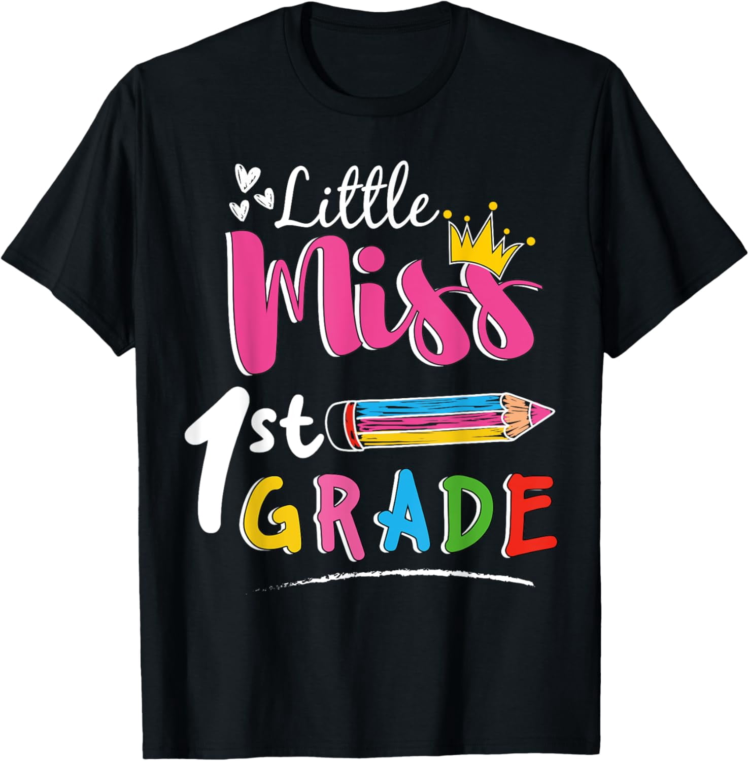 Little Miss First Grade kids Back To School 1st Grader Girls T-Shirt ...