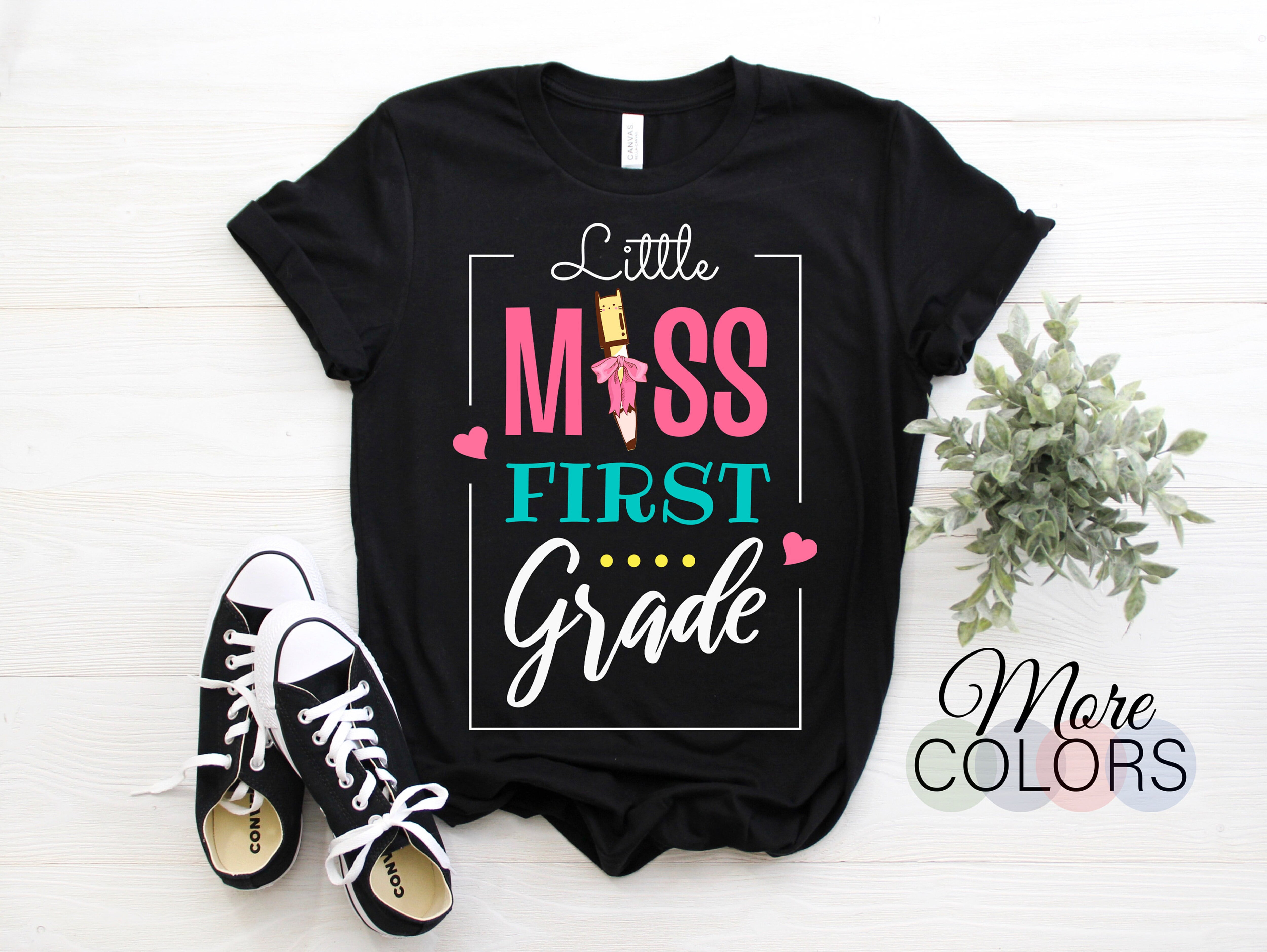 Little Miss Fist 1st Grade Love Back To School First Day Daughter T ...