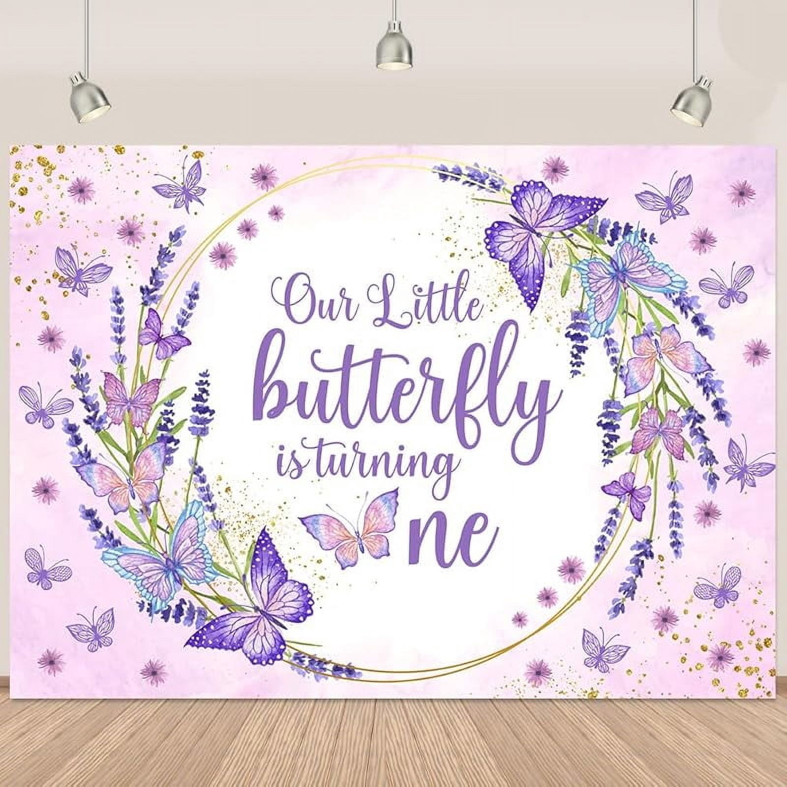 Little Miss Onederful 1st Birthday Backdrop - Purple Floral Watercolor ...