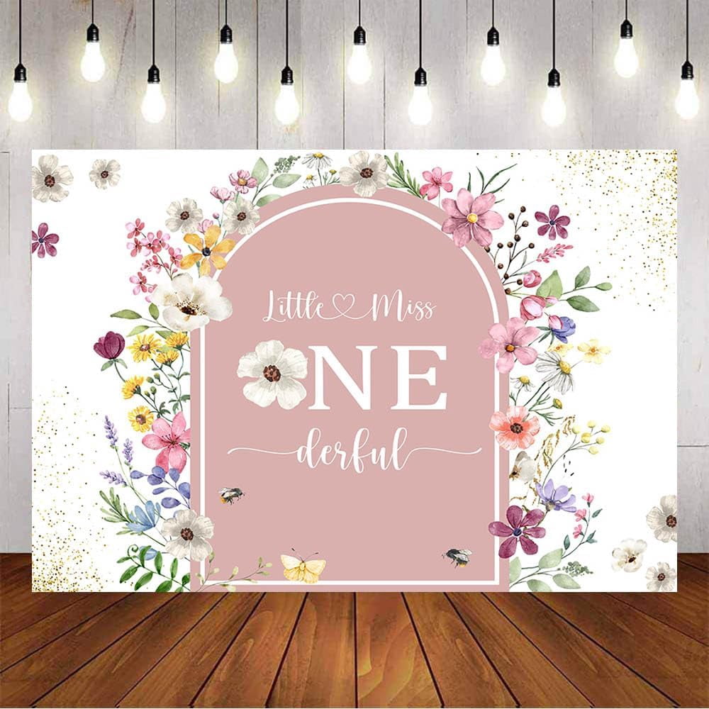 Little Miss Onederful First Birthday Backdrop Muted Blush Boho ...