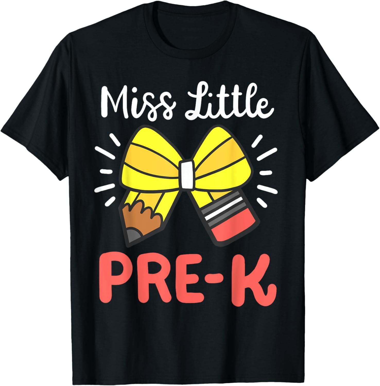 Little Miss Pre K Pencil Bow Back To School Girls Toddlers T-Shirt ...