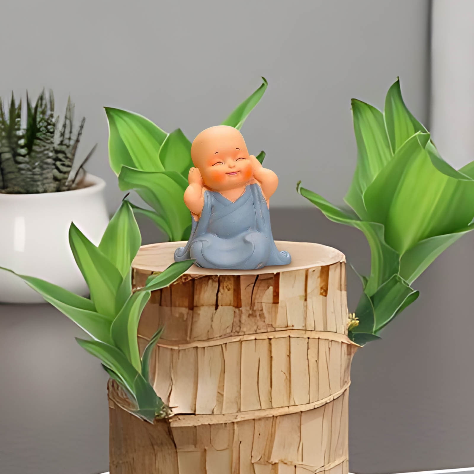 Little Monk Decor Wood Hydroponic Decoration for Office and Home Potted ...