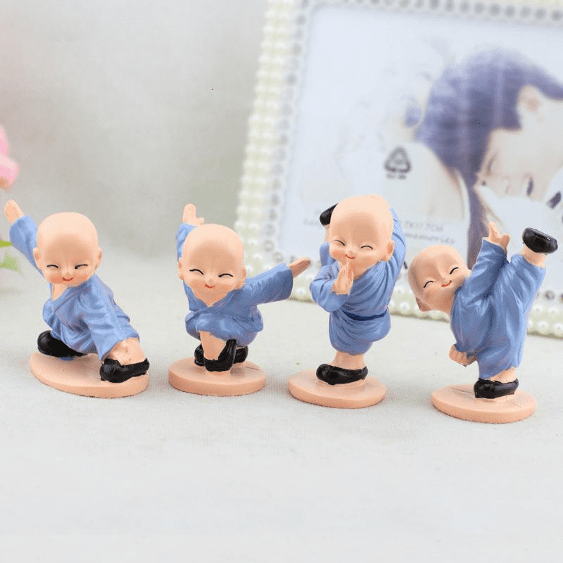 Little Monk Kung Fu Boy Resin Figurine Ornaments, Kawaii Shaolin Monk ...