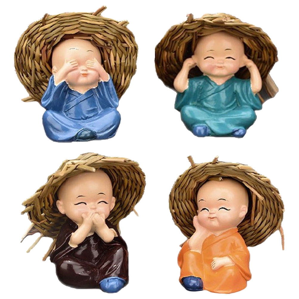 Little Monk Ornaments Bookshelf Figurine House Decorations for Home ...