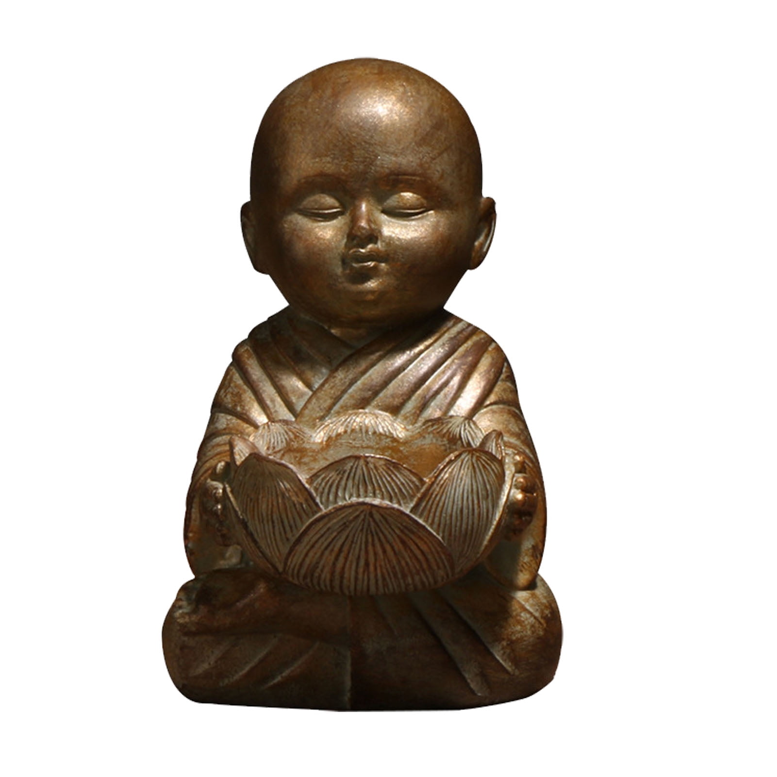 Little Monk Statue Holder forDecor with Buddhist Artistic Bronze ...