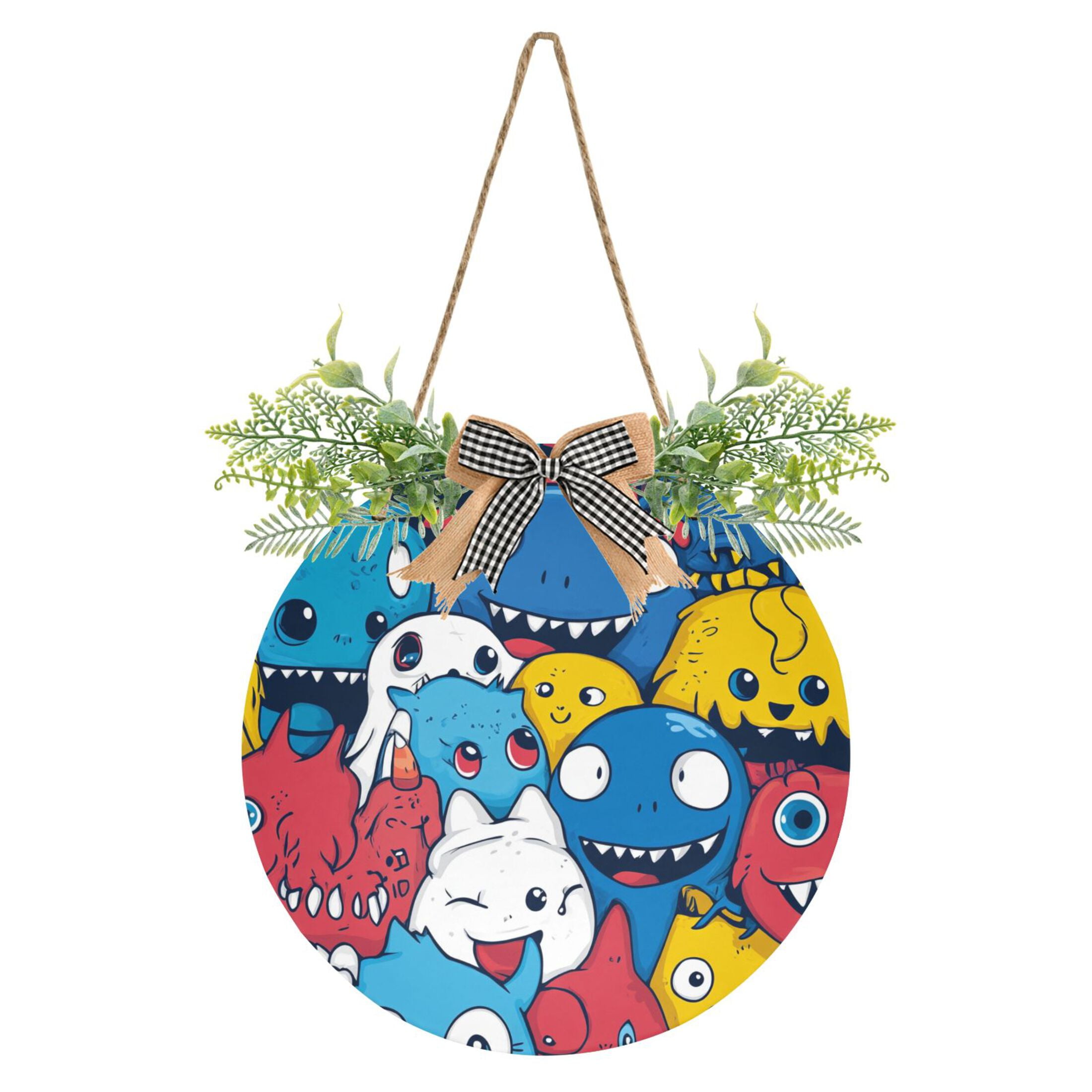 Little Monster Cartoon Doodle Front Door Porch Decoration Hanging Sign ...
