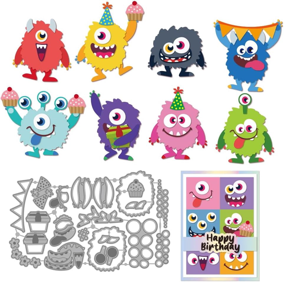 Little Monster Metal Cutting Dies Furry Monster Metal Embossing Stencil ...