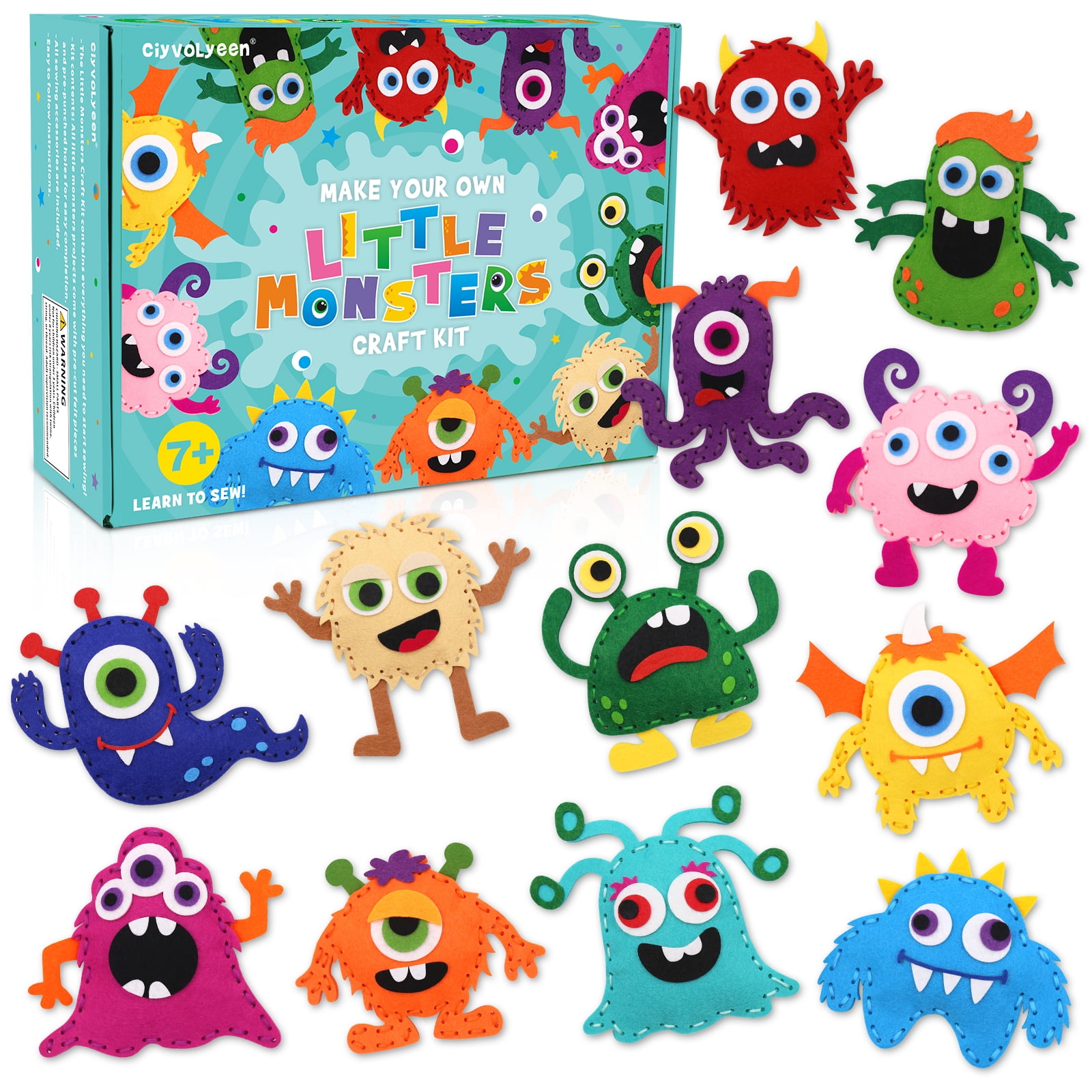 Little Monsters Craft Kit Adopt A Monster Felt Plush DIY Sewing Art ...