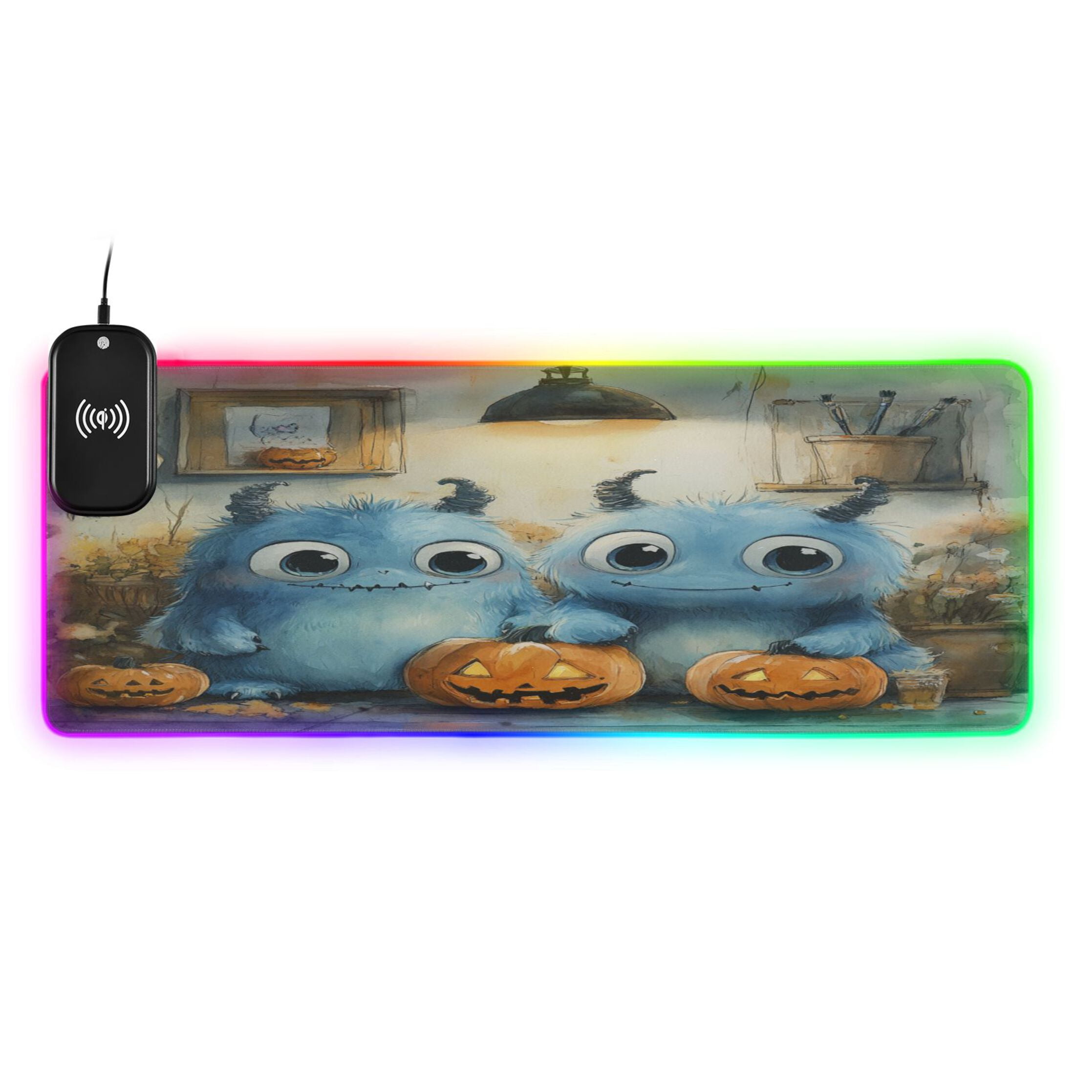 Little Monsters Large RGB Gaming Mouse Pad with Fast Wireless Charging ...