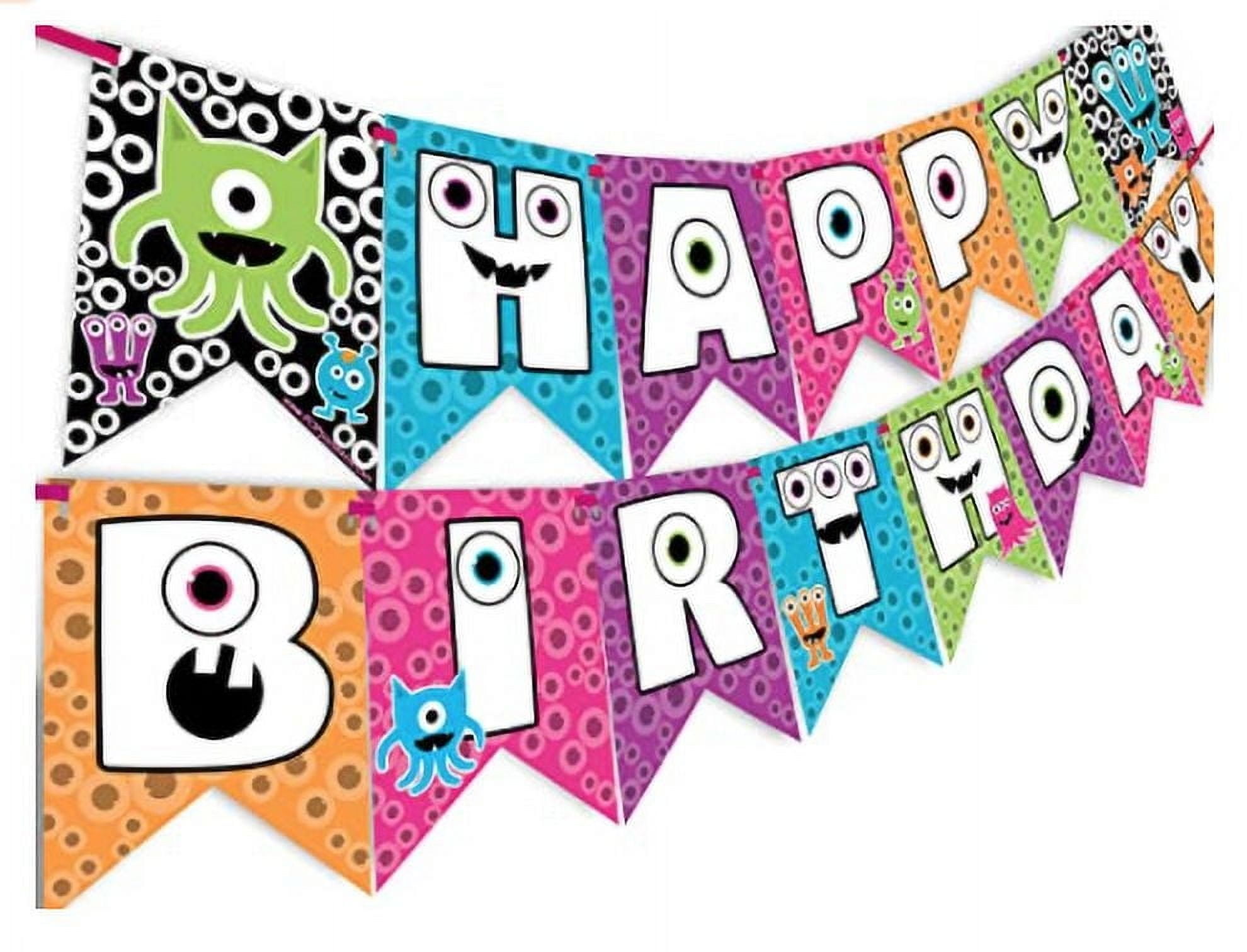 Little Monsters Party Happy Birthday Banner - Monster Party Supplies ...