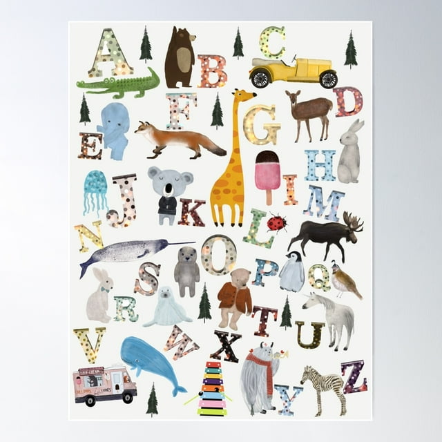 Little Nature Alphabet Poster Wall Art, Modern Wall Decor For Living ...