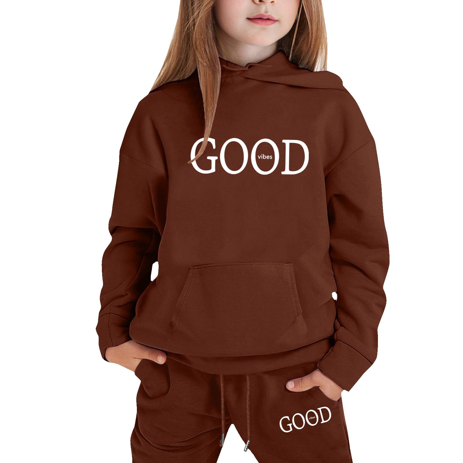 Little Outfits for Girls Sets Casual Winter Wear Trendy Printed Hooded ...