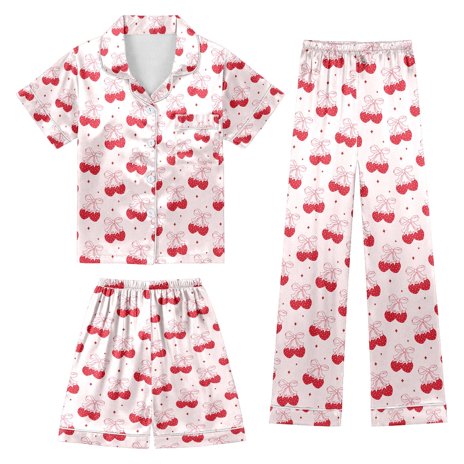 Little Outfits for Girls Sets Silk Like Printed Pajama Soft Satin ...