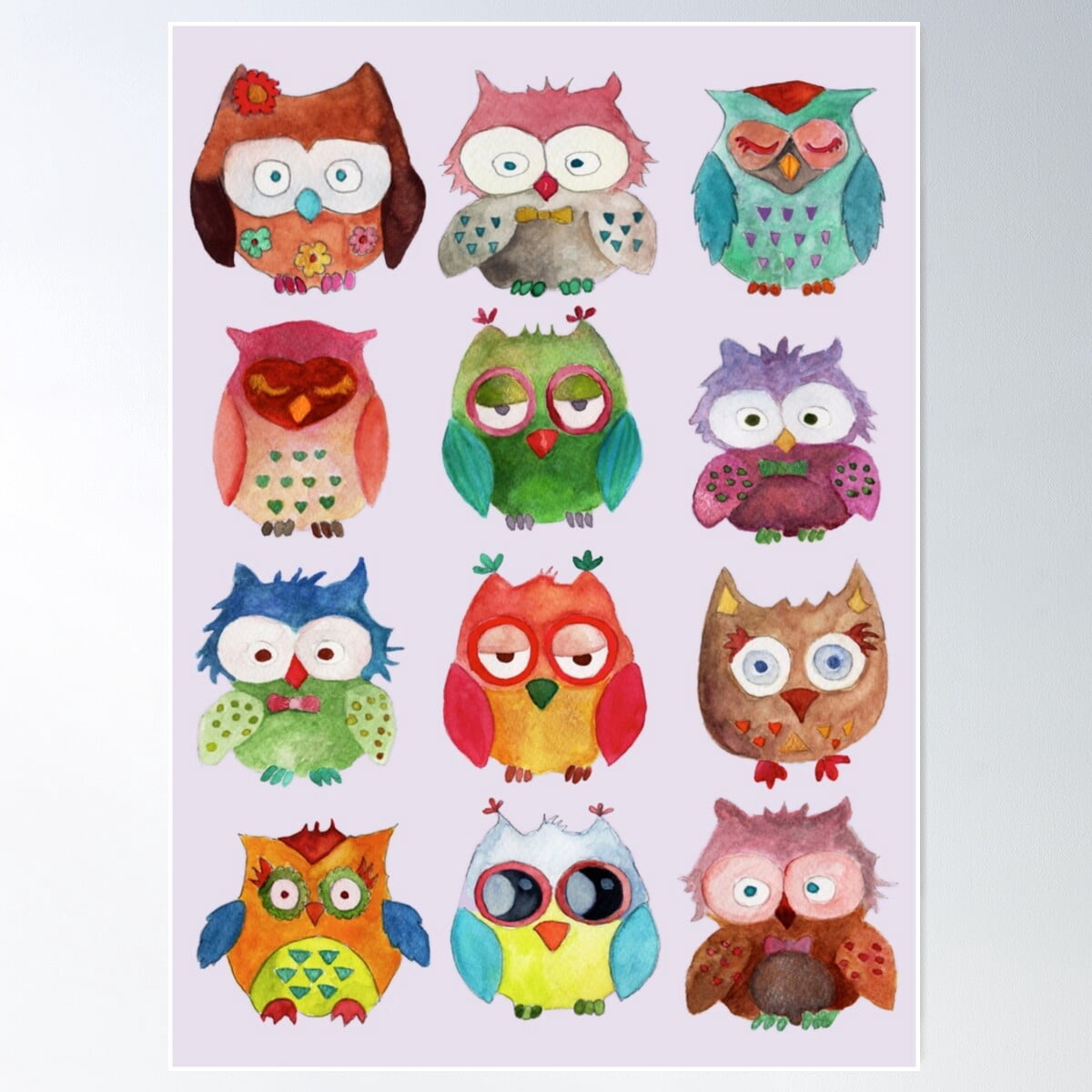 Little Owls Poster Wall Art, Modern Wall Decor For Living Room Bedroom ...