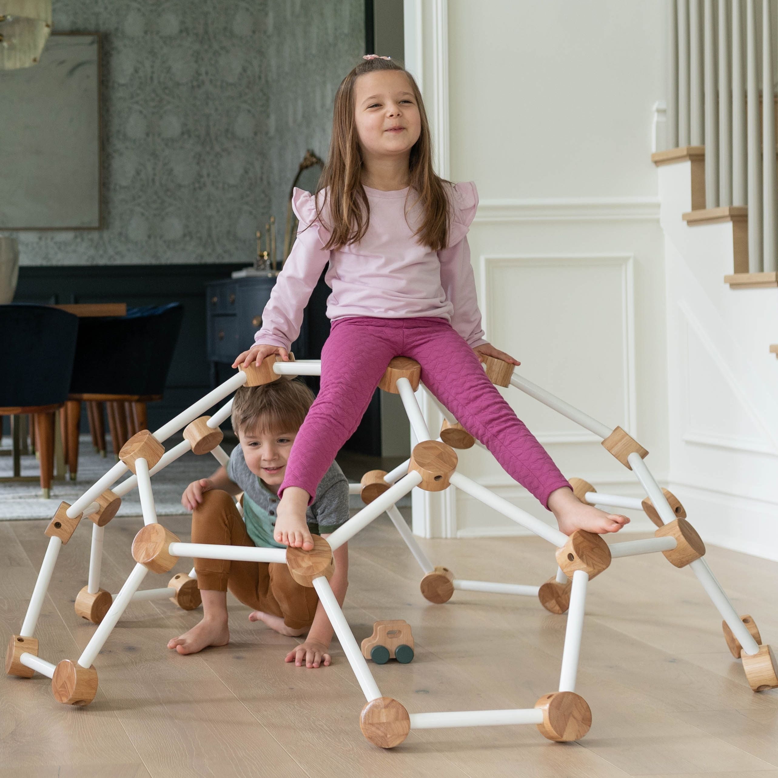 Little Partners Indoor Climbing Gym / Dome - Soft White with Natural ...