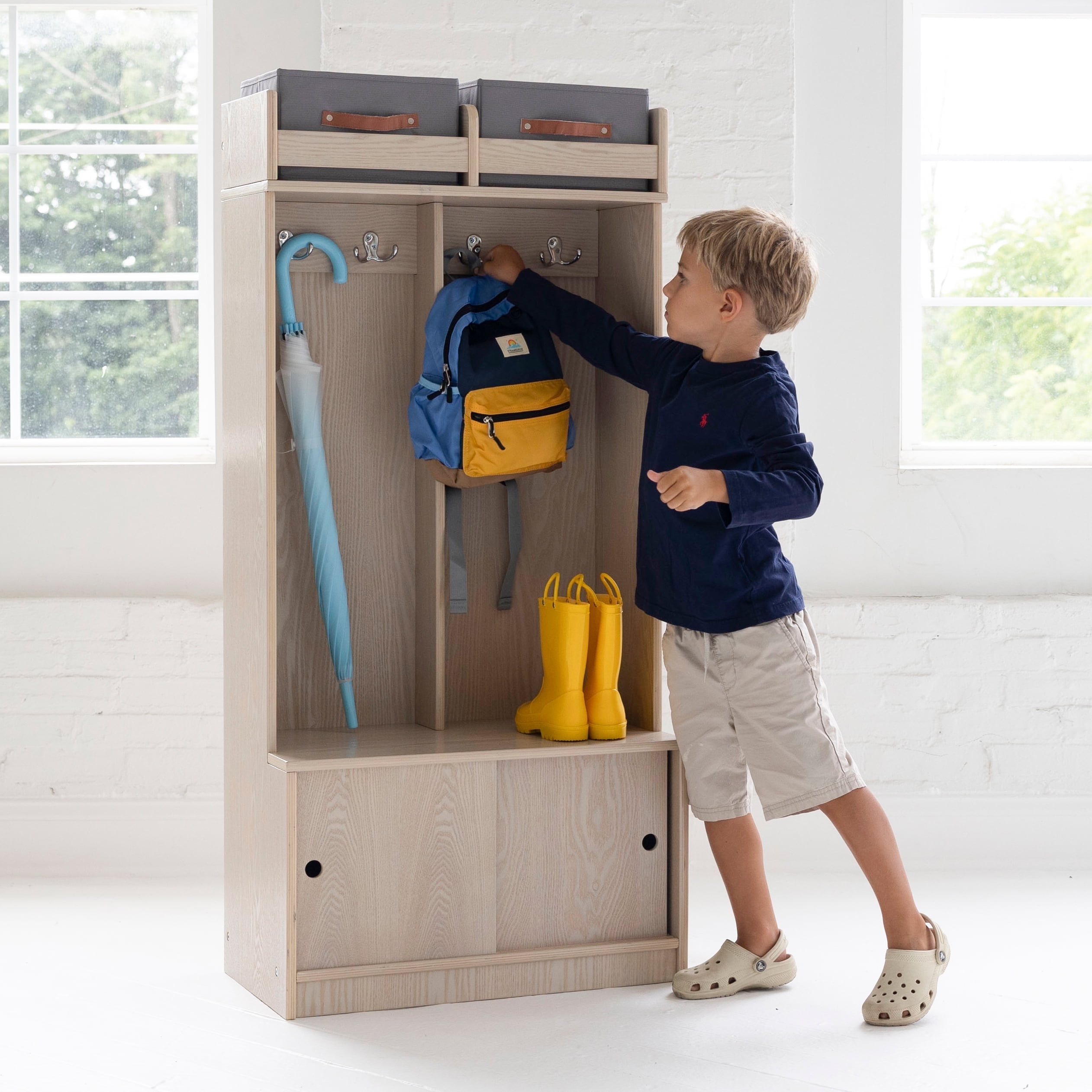 Little Partners Deluxe Cabinet Cubby Organizer, Learn 'N Store Wooden ...