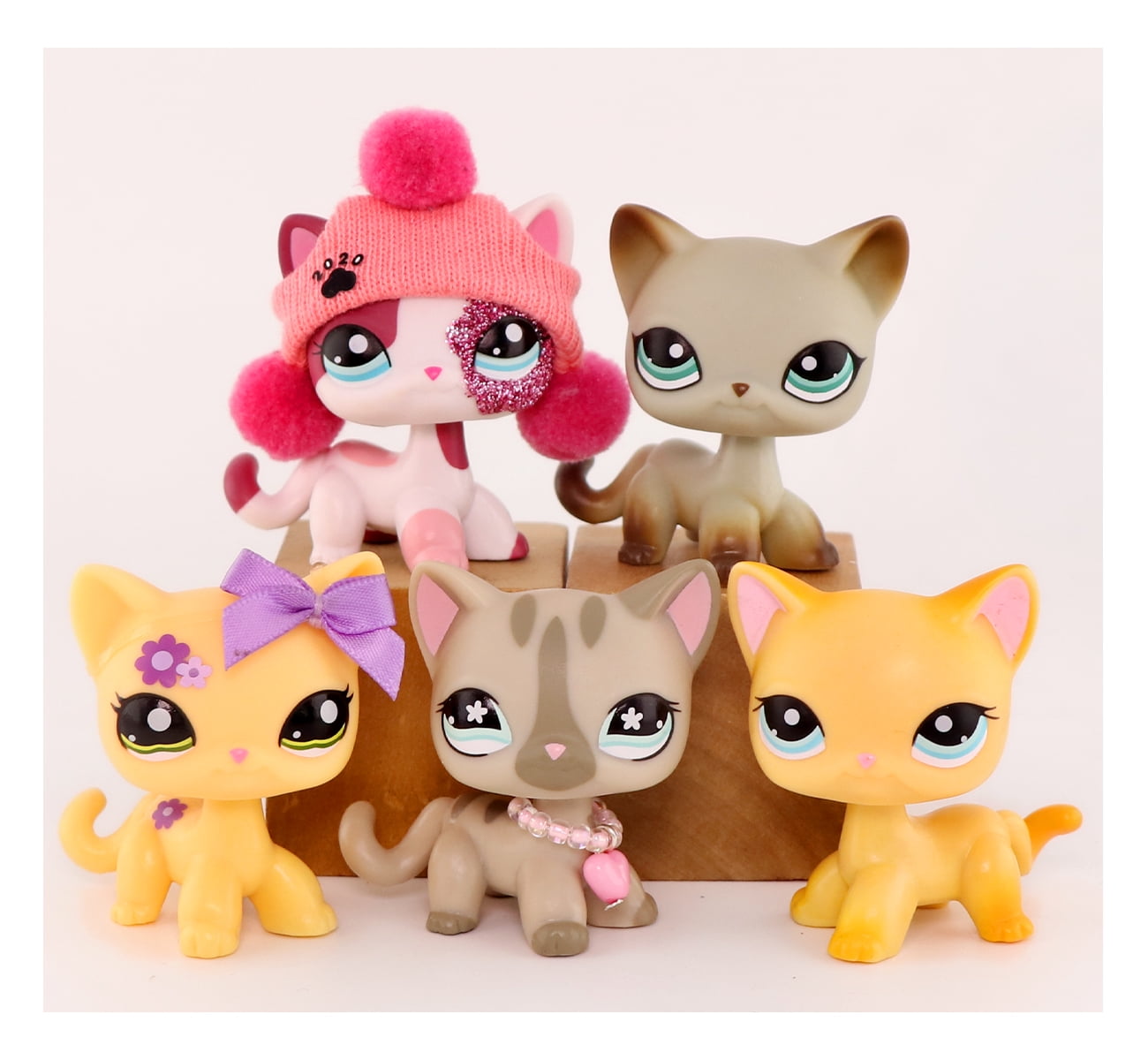 5pcs Little Pet lps Short Hair Cat Set #2291 #339 #468 #391 #1962 with ...